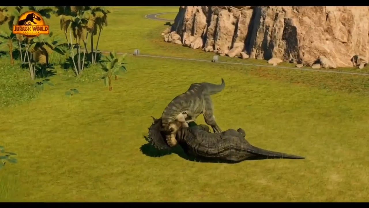 T-Rex kills Triceratops | Jurassic World Evolution 2 - YouTube