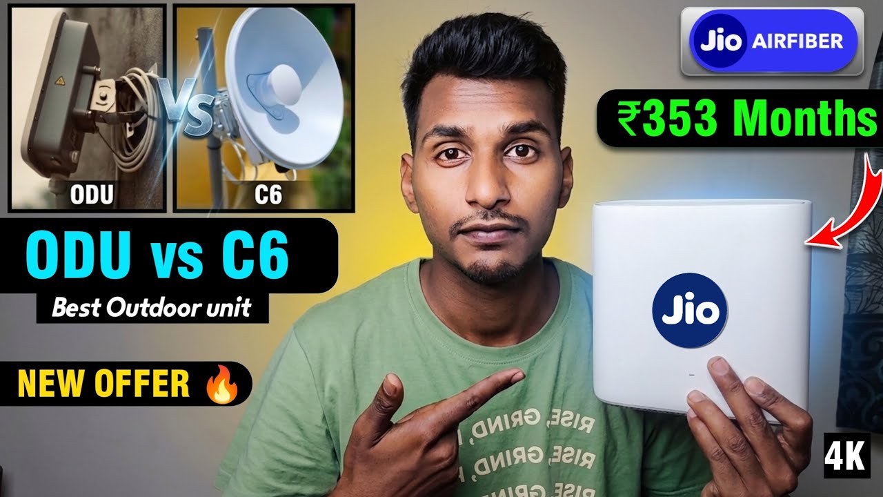 Jio AirFiber 🛜 - ₹353 Months FREE Installation🤩 | ODU vs C6 outdoor ...