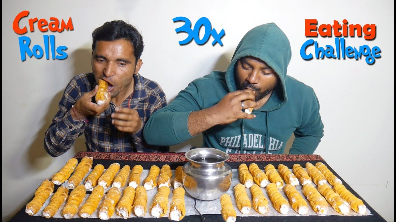 30x Cream Rolls Eating Challenge | Bakery Cream Roll Competition | Food ...