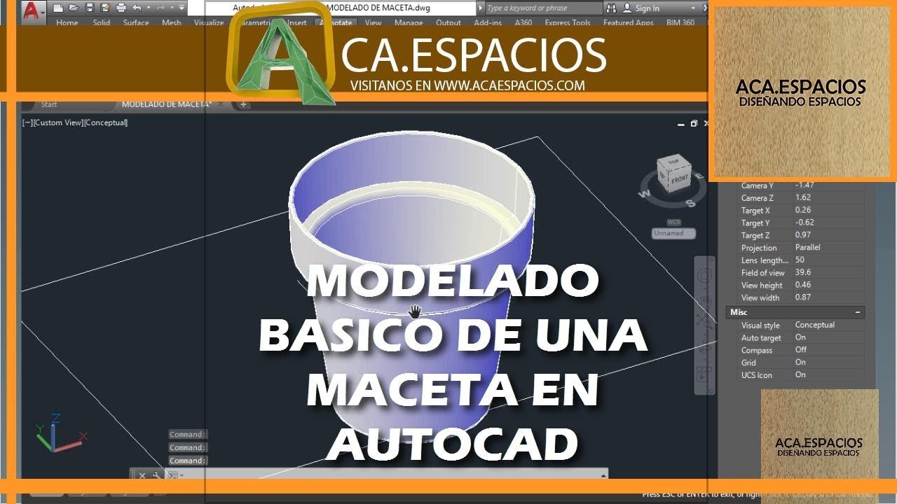 MODELADO DE UNA MACETA EN AUTOCAD - YouTube