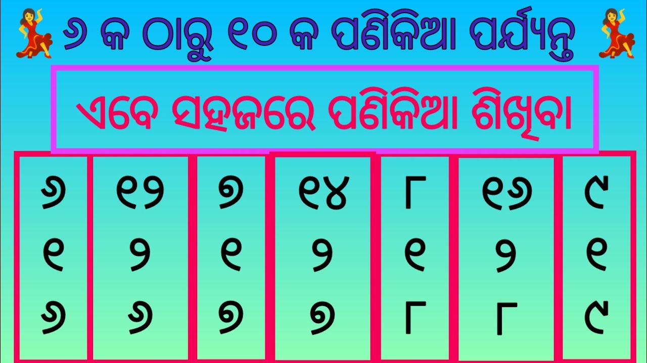 ପଣିକିଆ//୬ କ ଠାରୁ ୧୦ କ ପର୍ଯ୍ୟନ୍ତ//odia panikia//table counting in odia ...