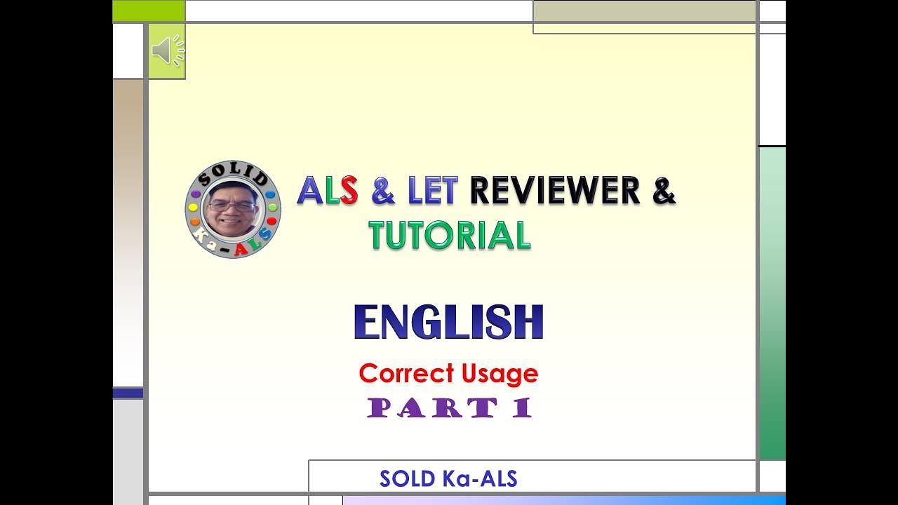 Video 104 - ALS & LET REVIEWER & TUTORIAL - ENGLiSH CORRECT USAGE - YouTube