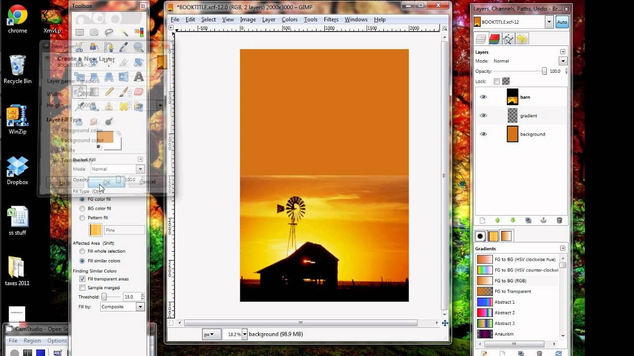 GIMP Tutorial_Making an eBook Cover 2-Background and Gradient.avi - YouTube