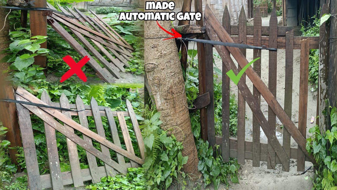 made automatic wooden gate 😯|| papa or main lakadi ka gate banaya - YouTube