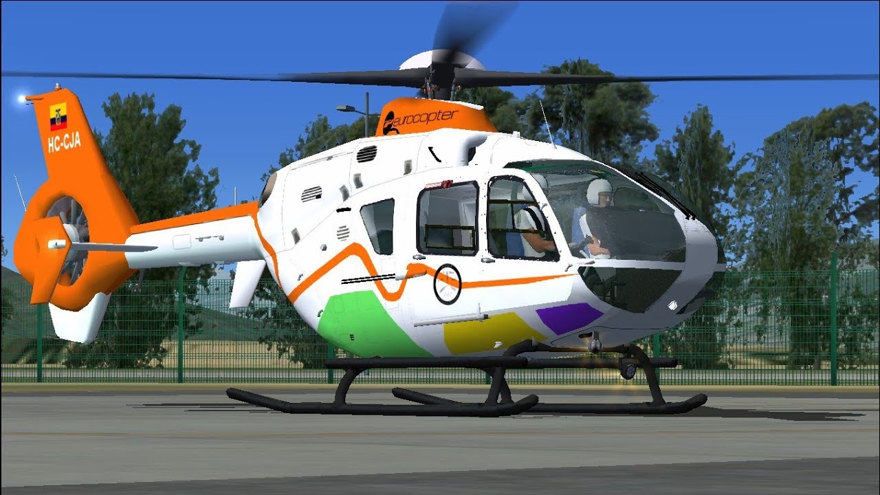 Engine startup, taxi, take off and landing | Eurocopter EC135 | FSX # ...