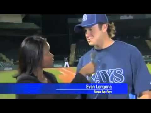 Baseball player catches ball during interview - YouTube