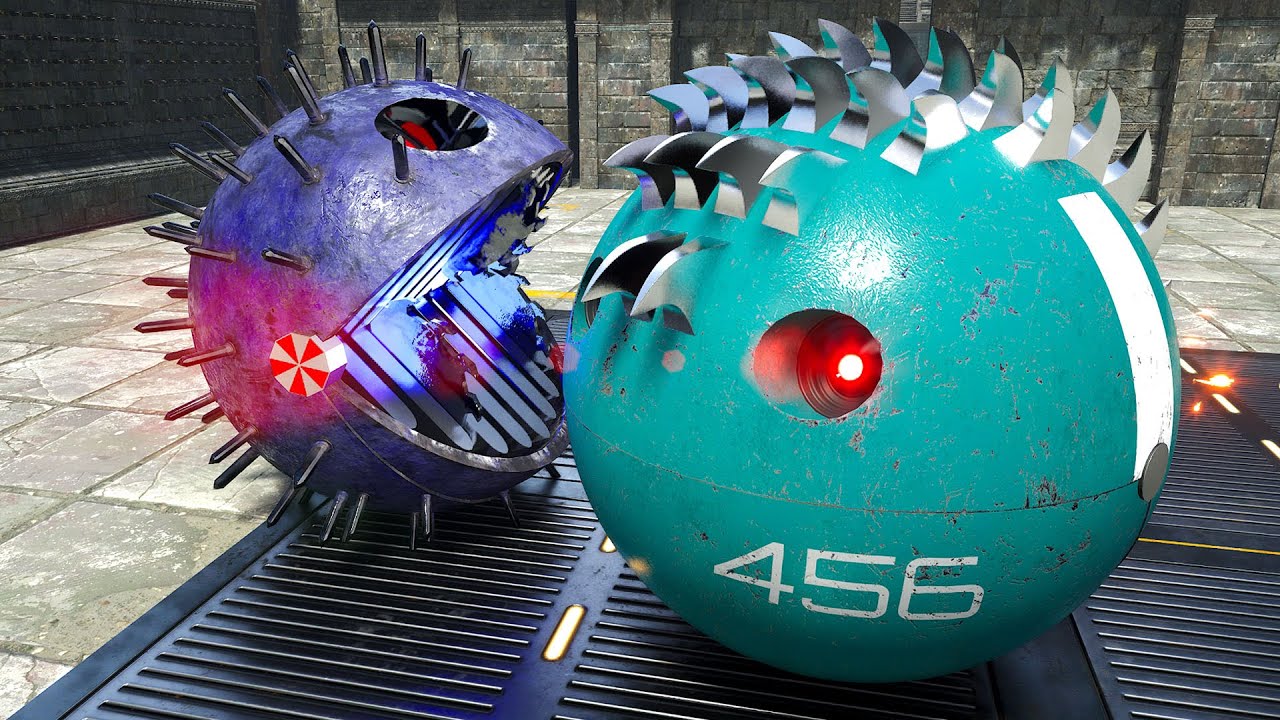 Pacman and Gladiator Robot Join Forces to Defeat Lava Robot in a High ...