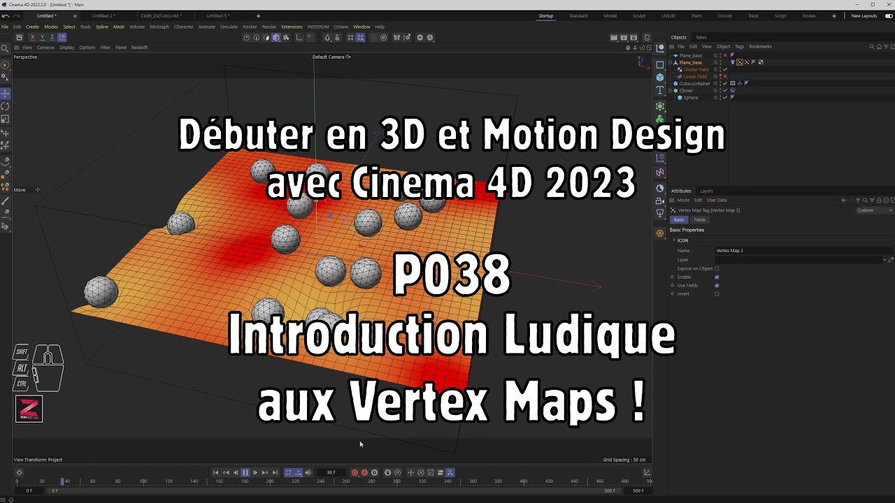 Débuter 3D Motion Design (C4D 2023)-P038- Introduction Ludique aux ...
