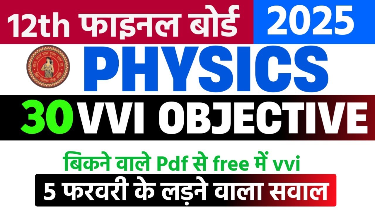 12th Physics Most Important Objective l Physics Objective 12th Vvi l 5 February ke liye vvi Mcq ...