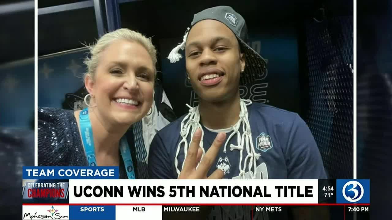 VIDEO: Channel 3's Erin Connolly celebrates UConn's win with team in ...