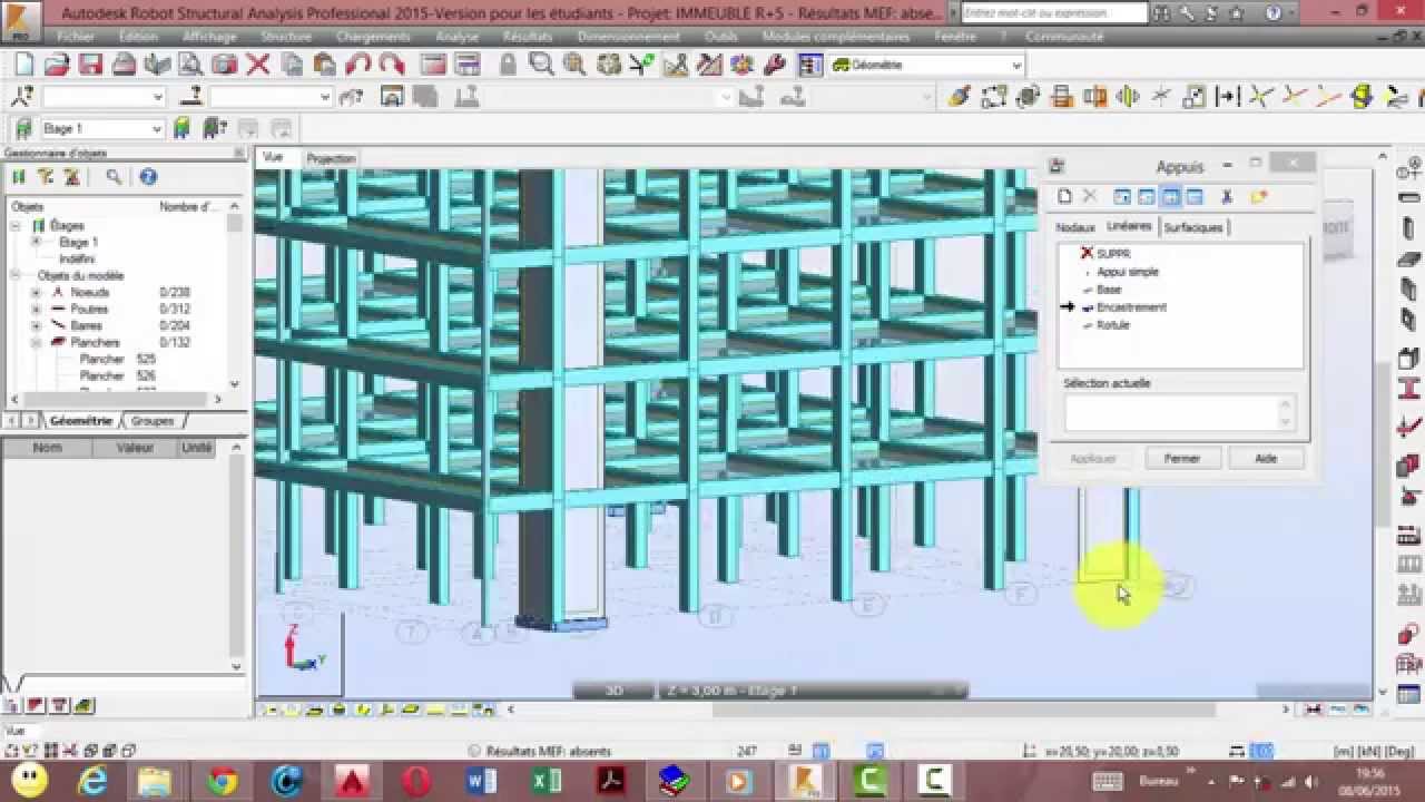 Modelisation Projet immeuble R+5 avec Robot Partie3 Création des panneaux de dalle et de voile ...
