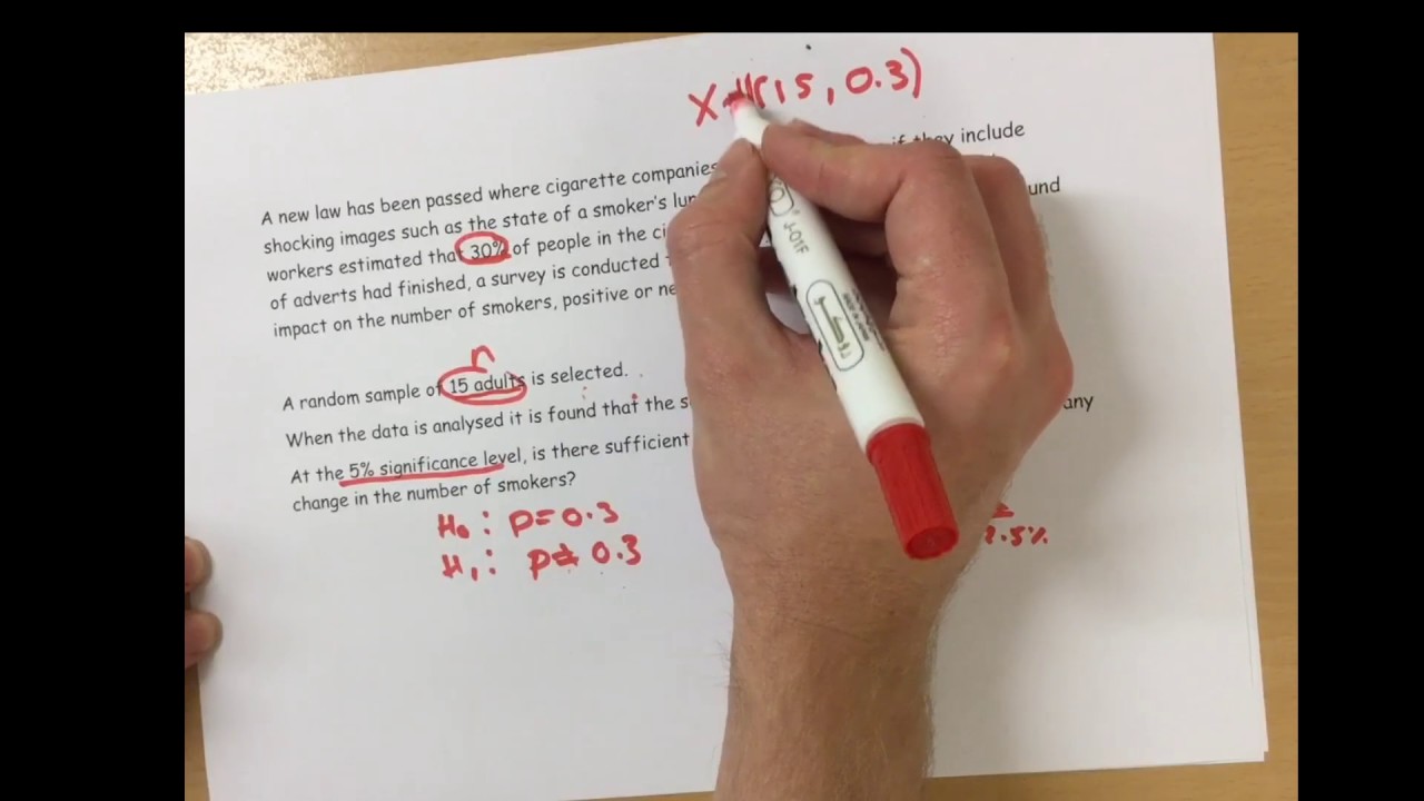 7.1c Hypothesis Testing - Binomial Two Tailed Test - YouTube