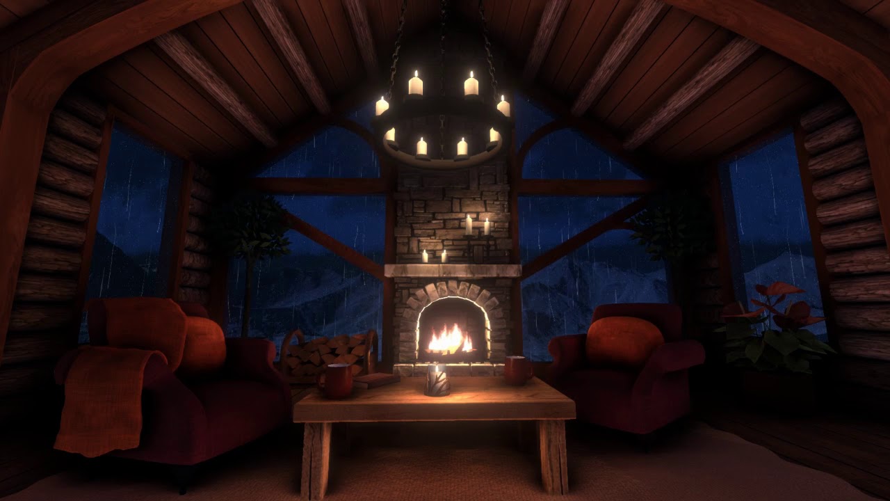 Cozy Cabin with Thunderstorm Sounds for 12 Hours | Rain & Thunder ...