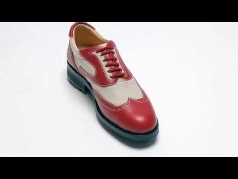 Women's Golf Shoes - Red and White Leather