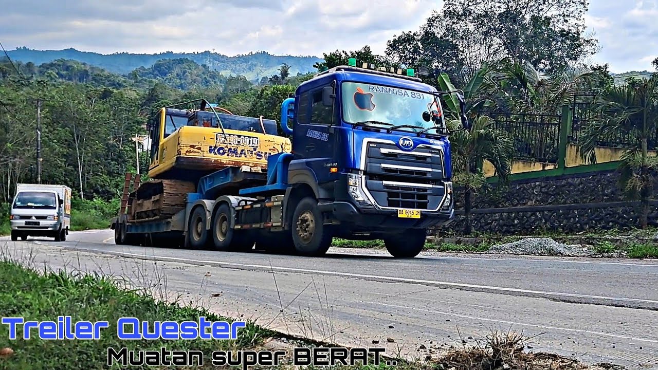 PERJUANGAN TRUK TRAILER MUATAN EXCA DI GUNUNG KUBUR..TEREKAM JUGA TRUK ...