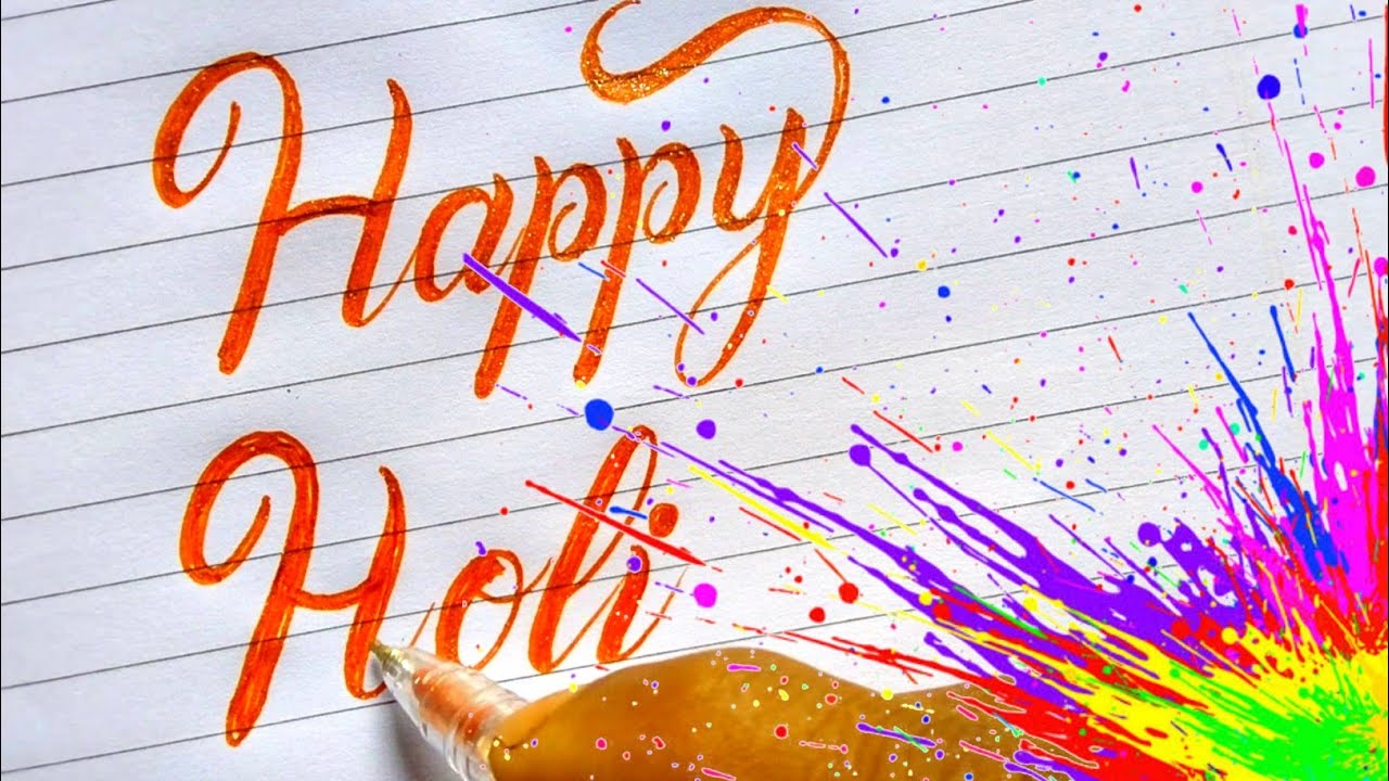 How to write Happy Holi in stylish writing | Happy Holi in calligraphy ...