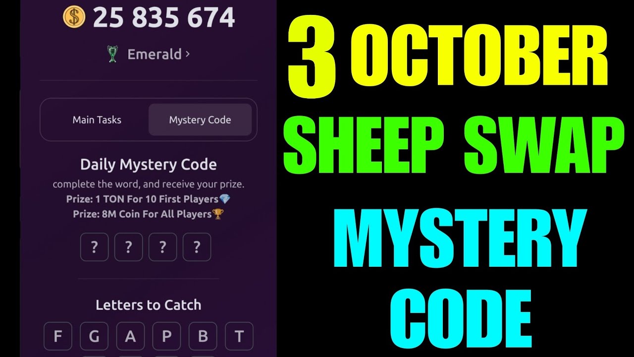 Sheep Swap Mystery Code 3 October | Sheep Swap Daily Mystery Code today ...
