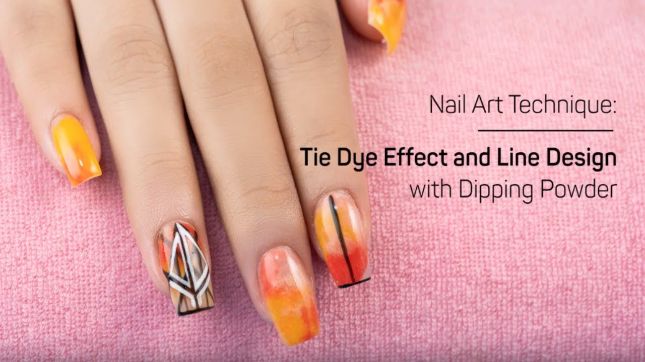 Nail Art Technique: Tie Dye Effect and Line Design with Dipping Powder ...