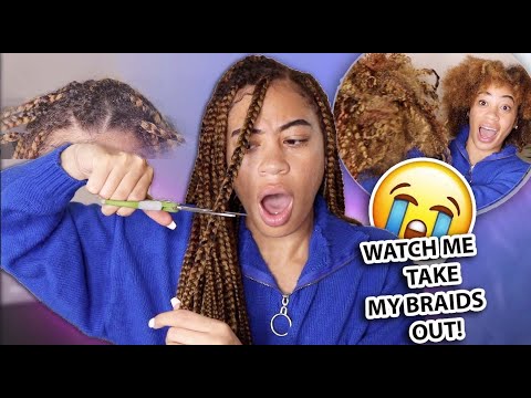 WATCH ME TAKE OUT MY 1 MONTH OLD BOX BRAIDS!