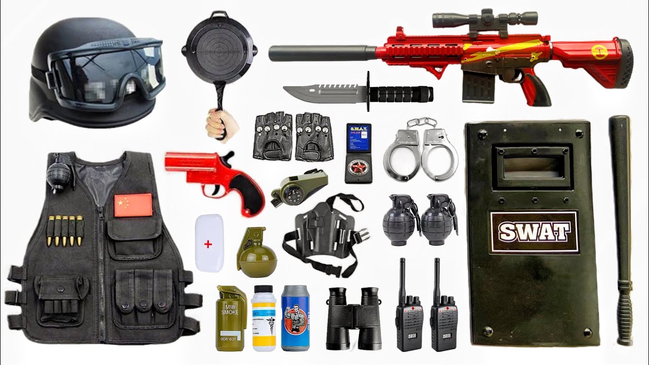Special Police Weapons Toy set Unboxing-M416 guns, Gas mask, Glock ...