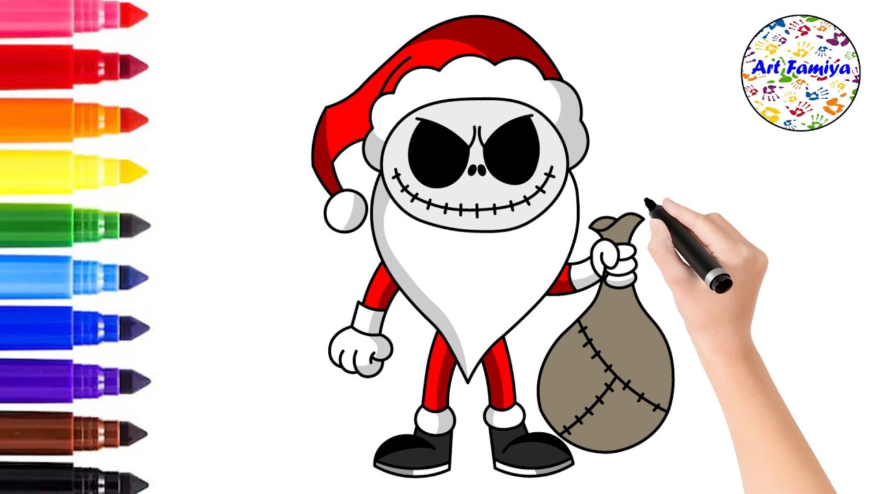 How To Draw Christmas Jack Skellington | Jack Skellington Drawing Easy ...