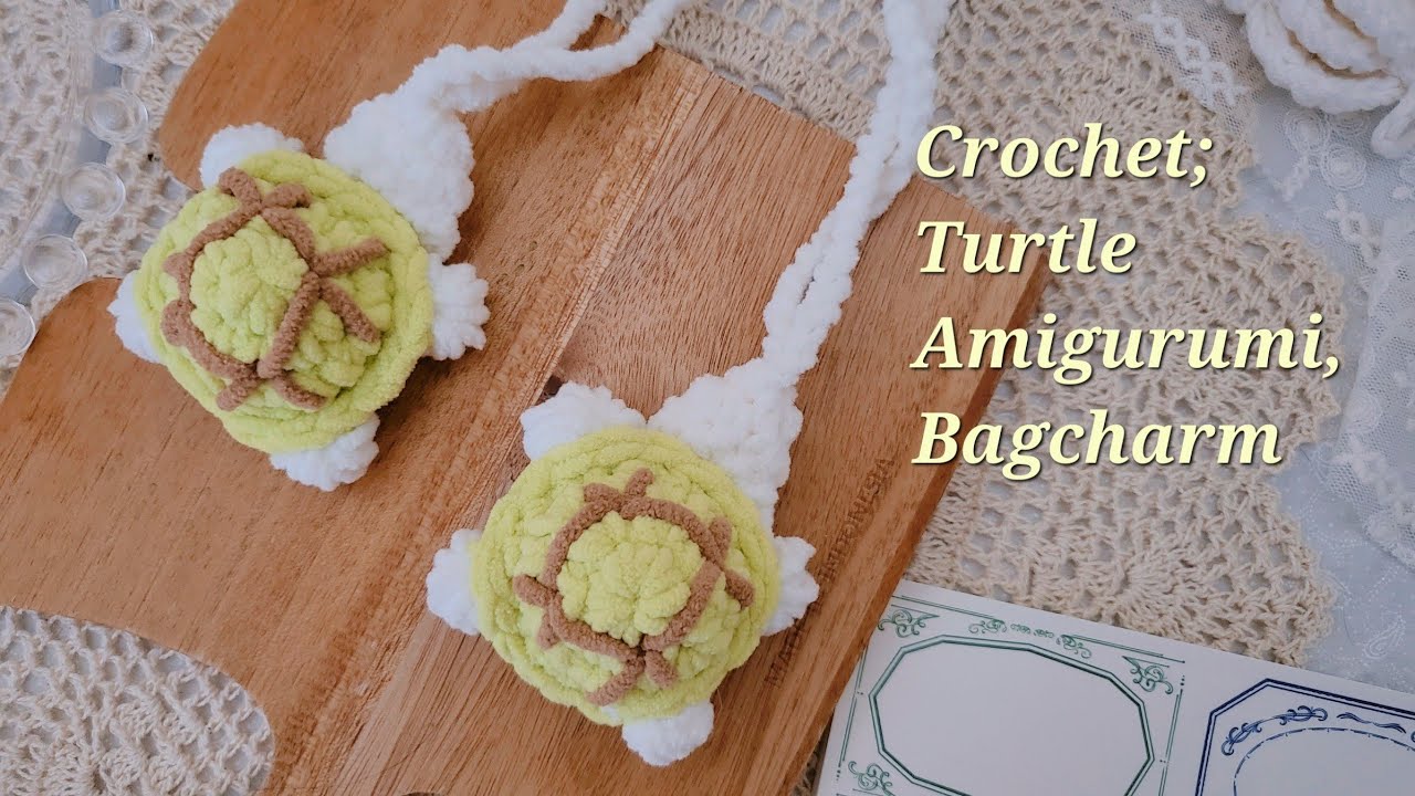 Melon Bread Turtle Amigurumi (30min)(keyring size) 🐢 코바늘: 메론빵 거북이 인형 키링,백참 (30분) - YouTube