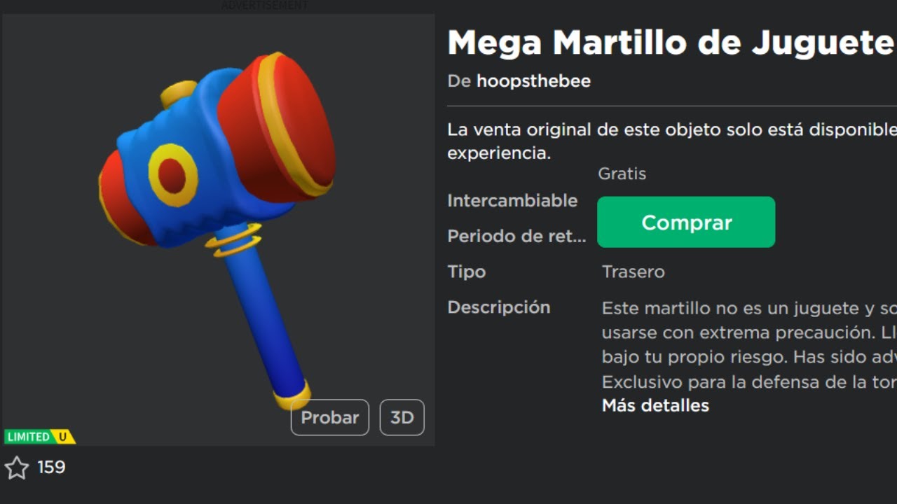 COMO CONSEGUIR Mega Martillo de Juguete COMPLETAMENTE GRATIS EN ROBLOX - YouTube