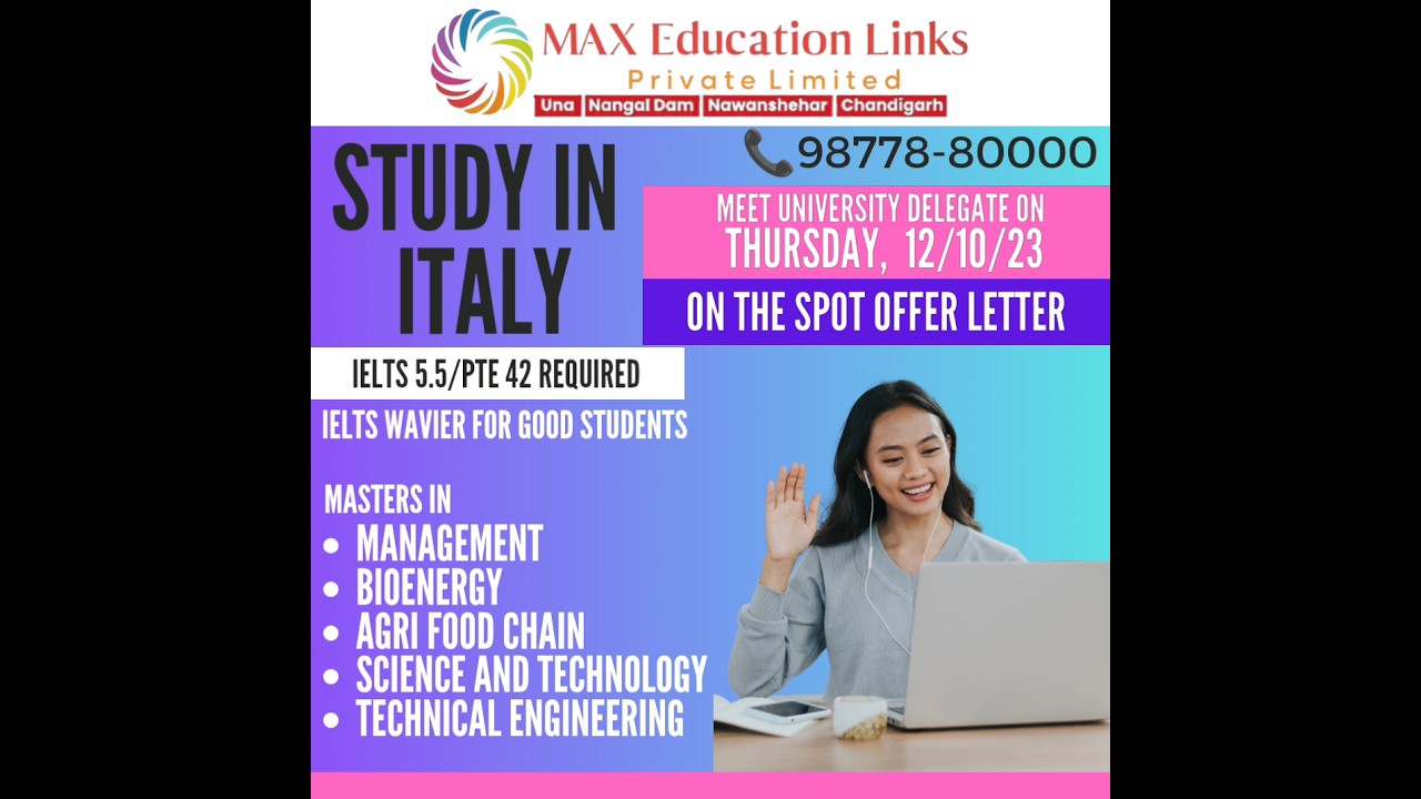 Study in Italy 🇮🇹 Do Masters MAX Education Links Pvt Ltd 9877880000 - YouTube