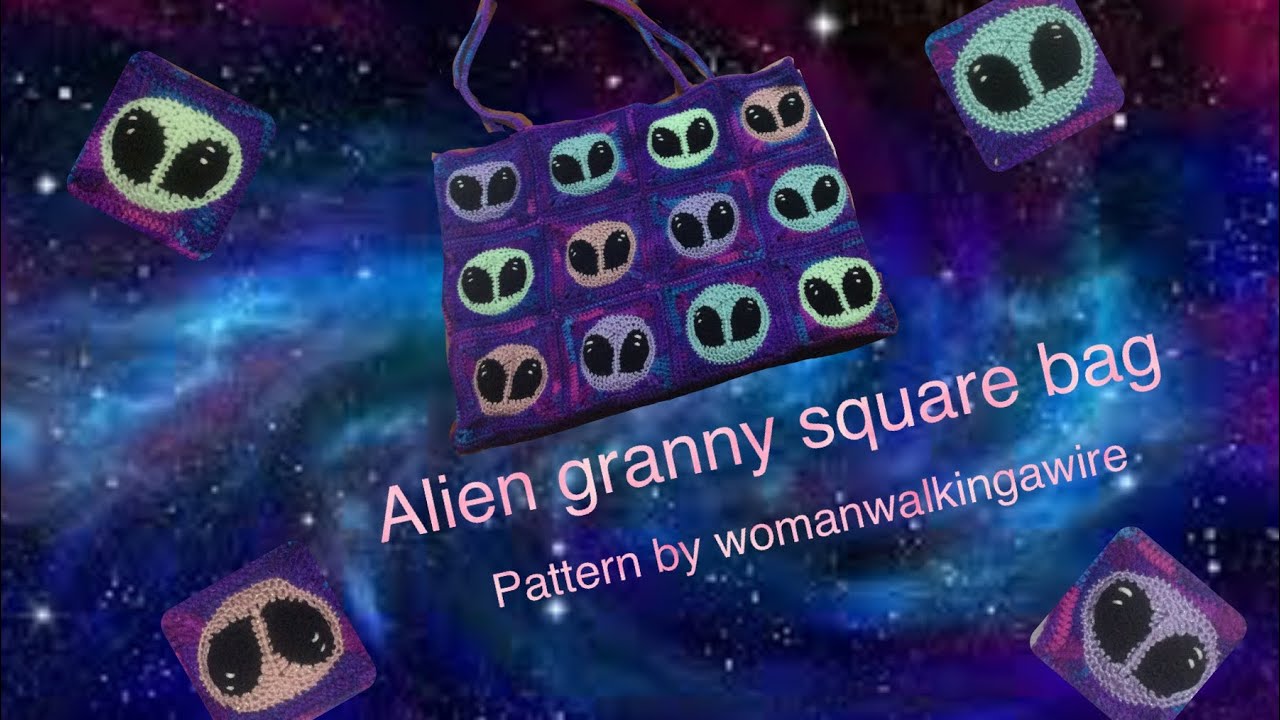 Alien 👽 granny square Crochet bag - YouTube