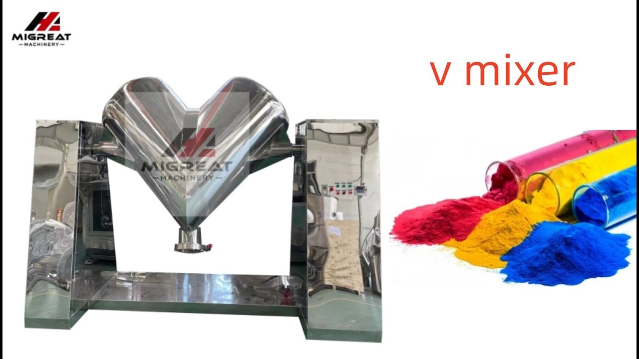 V shape powder mixer mixing machine - YouTube