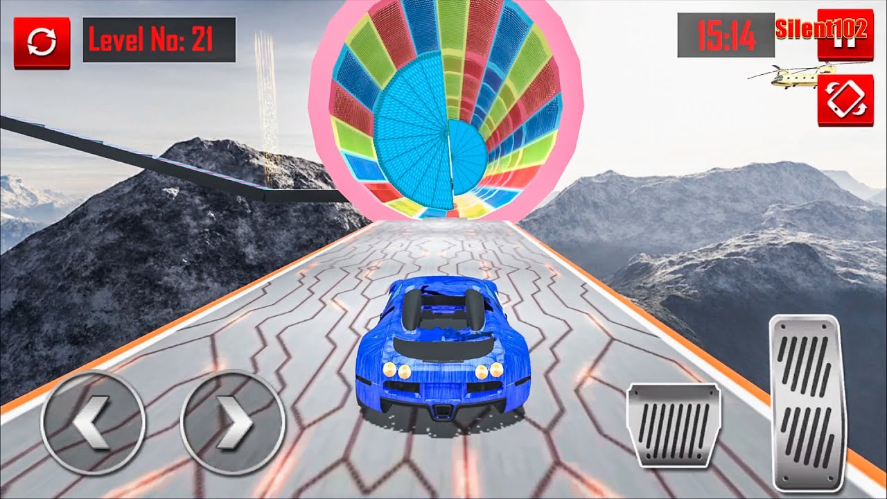Mega Ramp Car Driving Games - Blue Super Car Stunts Racing Impossible ...