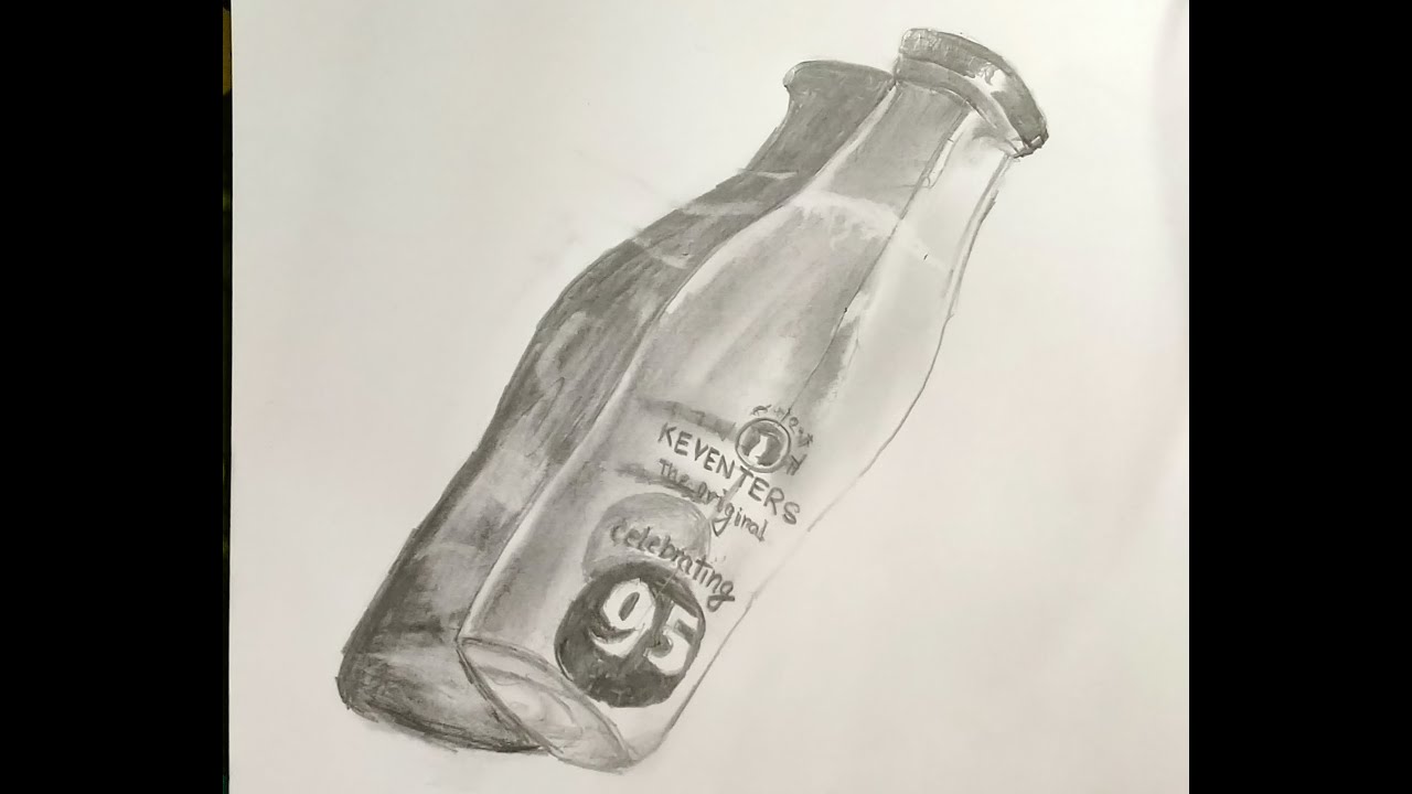 realisticdrawing// glass bottle Pencil Sketching// pencil shading ...