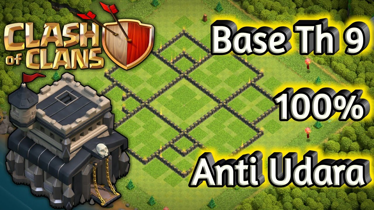 #ClashOfClans Base Coc Th 9 HYBRID 100% Anti Serangan Udara - YouTube