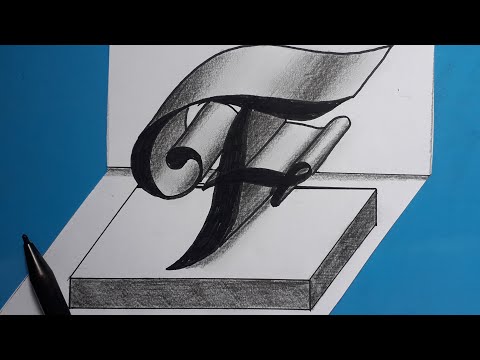 How To Draw 3d Letter F On Flat Paper / Easy Writing For Beginners / Trick Art With Pencil - Marker