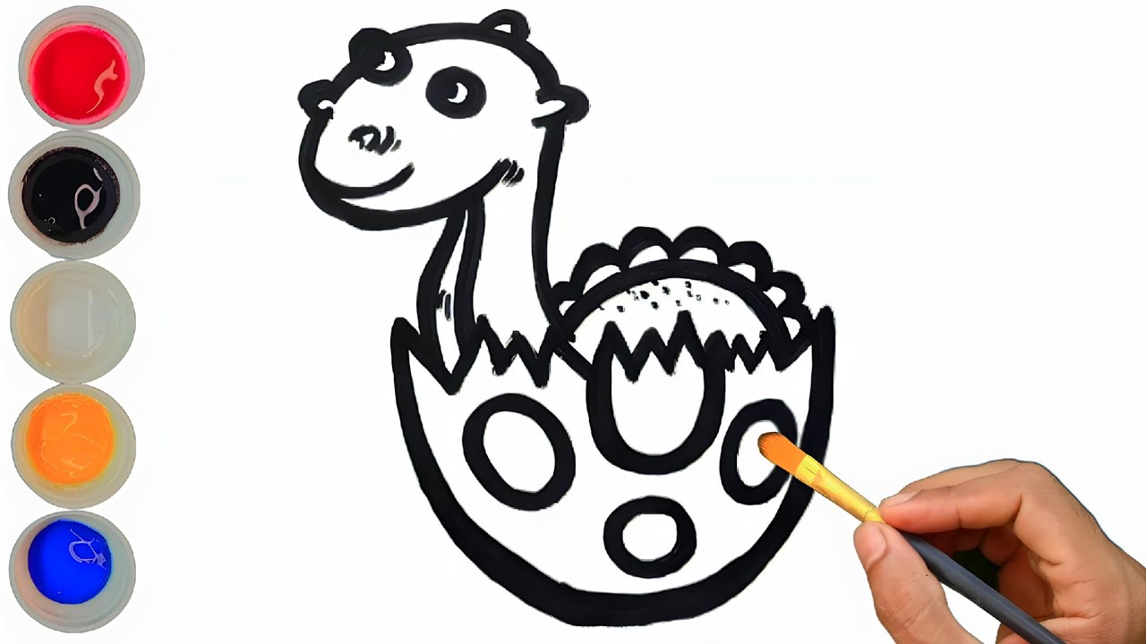 Baby Dragon Hatching From An Egg Drawing and Coloring for Kids and ...