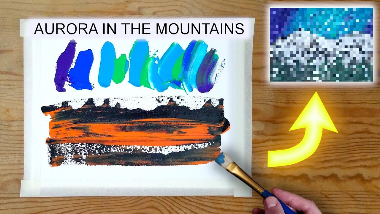 How to draw an Aurora Landscape / Acrylic Painting Technique / Relaxing ...