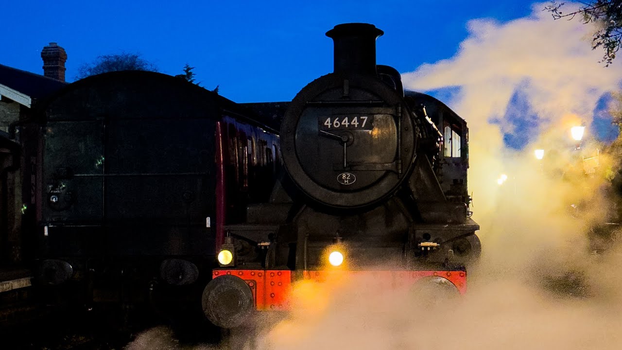 Ivatt 46447 Lighting Up the Night Sky at the East Somerset Railway ...