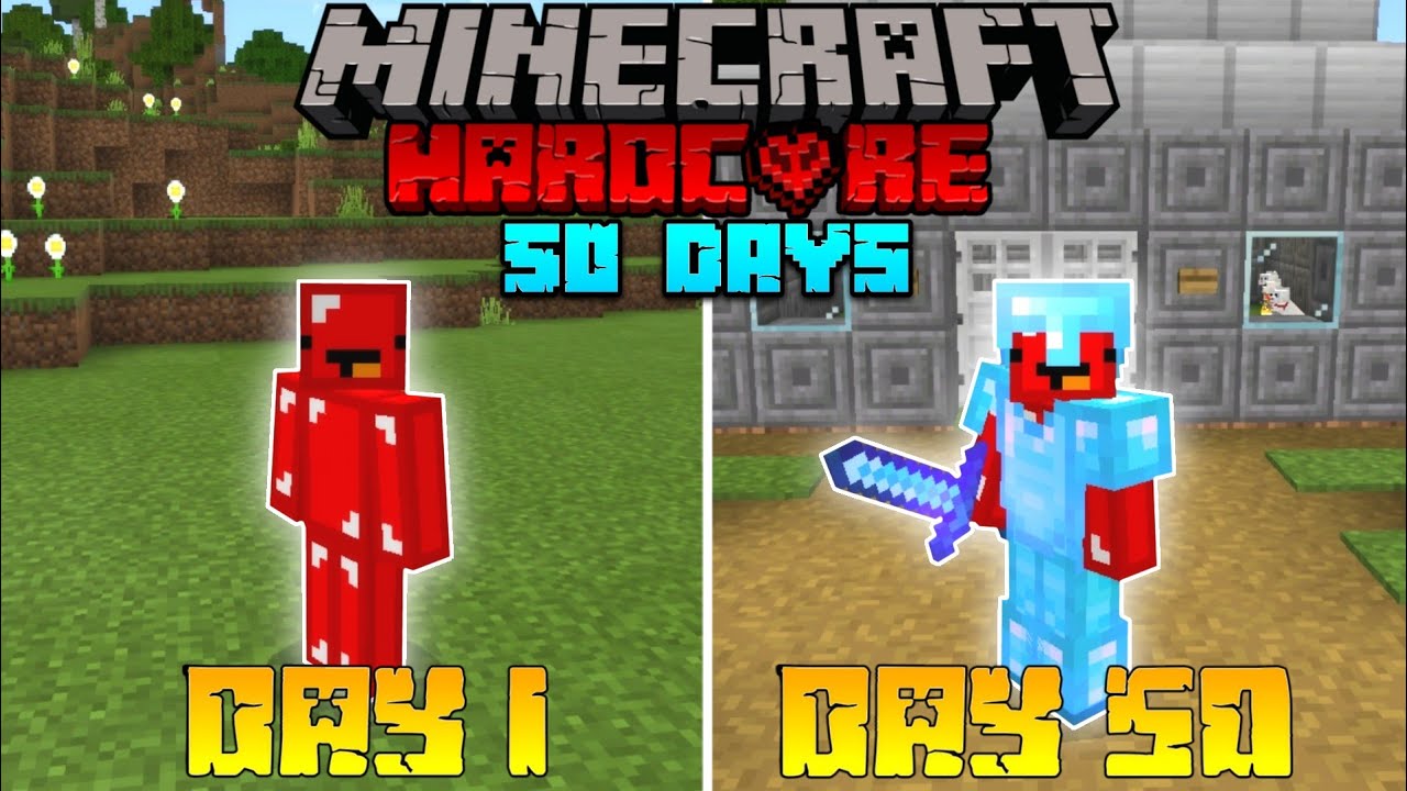 I Survived 50 Days In Hardcore Minecraft PE... - YouTube