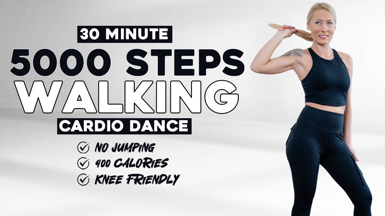 5000 STEPS IN 30 MIN - Walking Cardio Dance Workout to Burn Fat Knee ...
