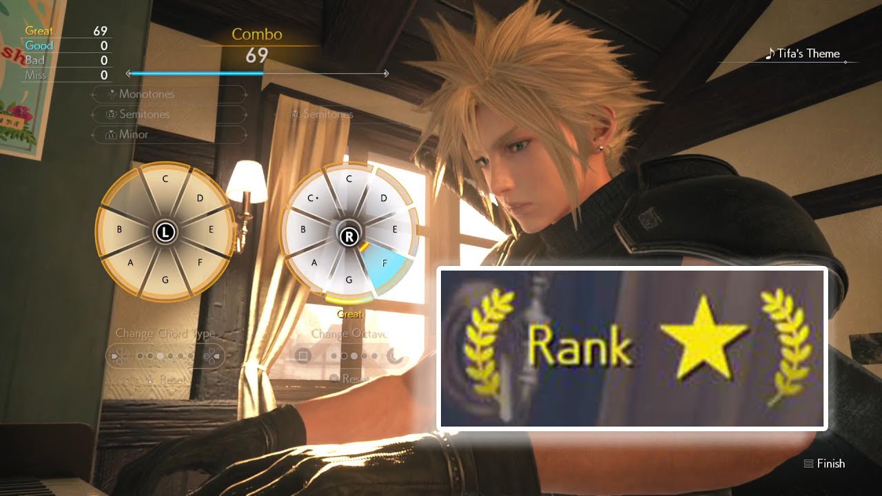 What happens if you get a perfect score in the piano minigame in Tifa's ...