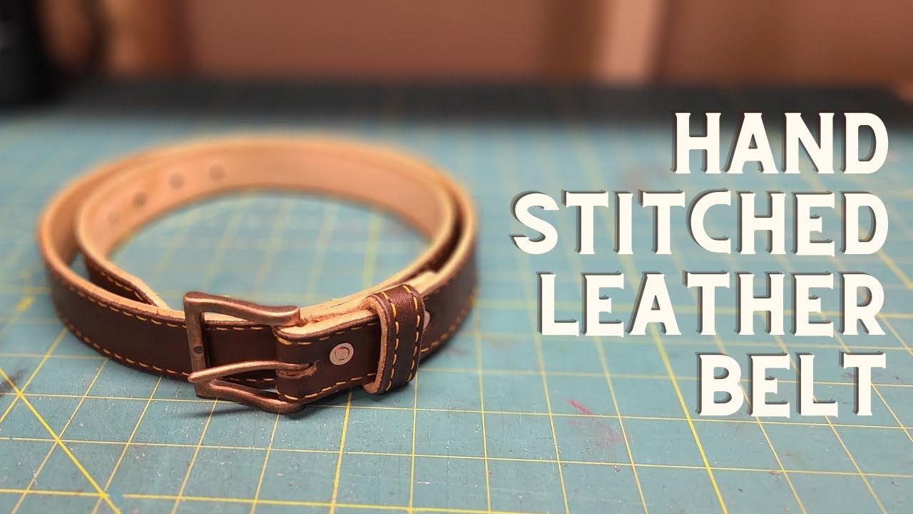 Making a hand stitched leather belt - YouTube