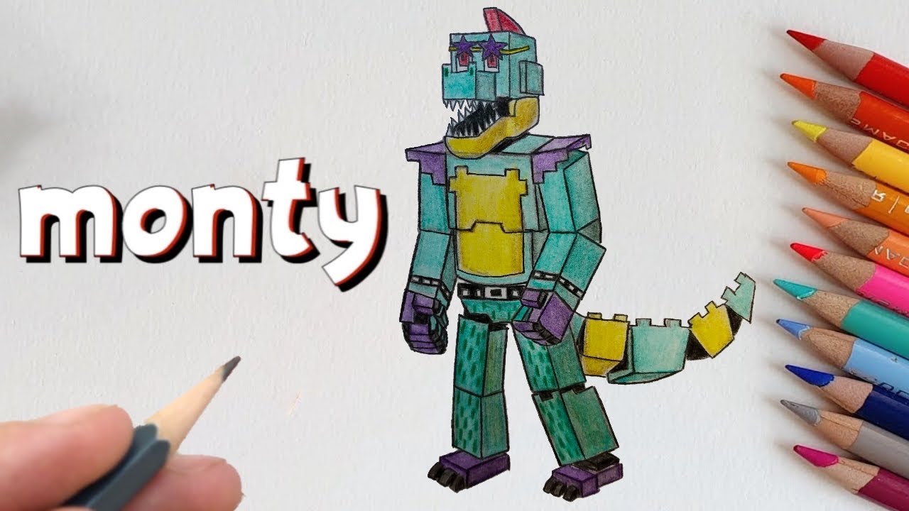 HOW TO DRAW MONTGOMERY GATOR (MONTY) IN MINECRAFT ( FNAF SECURITY ...