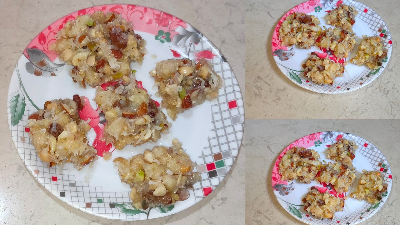 Dry Fruits Coconut Mava Chikki Recipe | ड्राई फ्रूट्स नारियल मावा चिकी ...