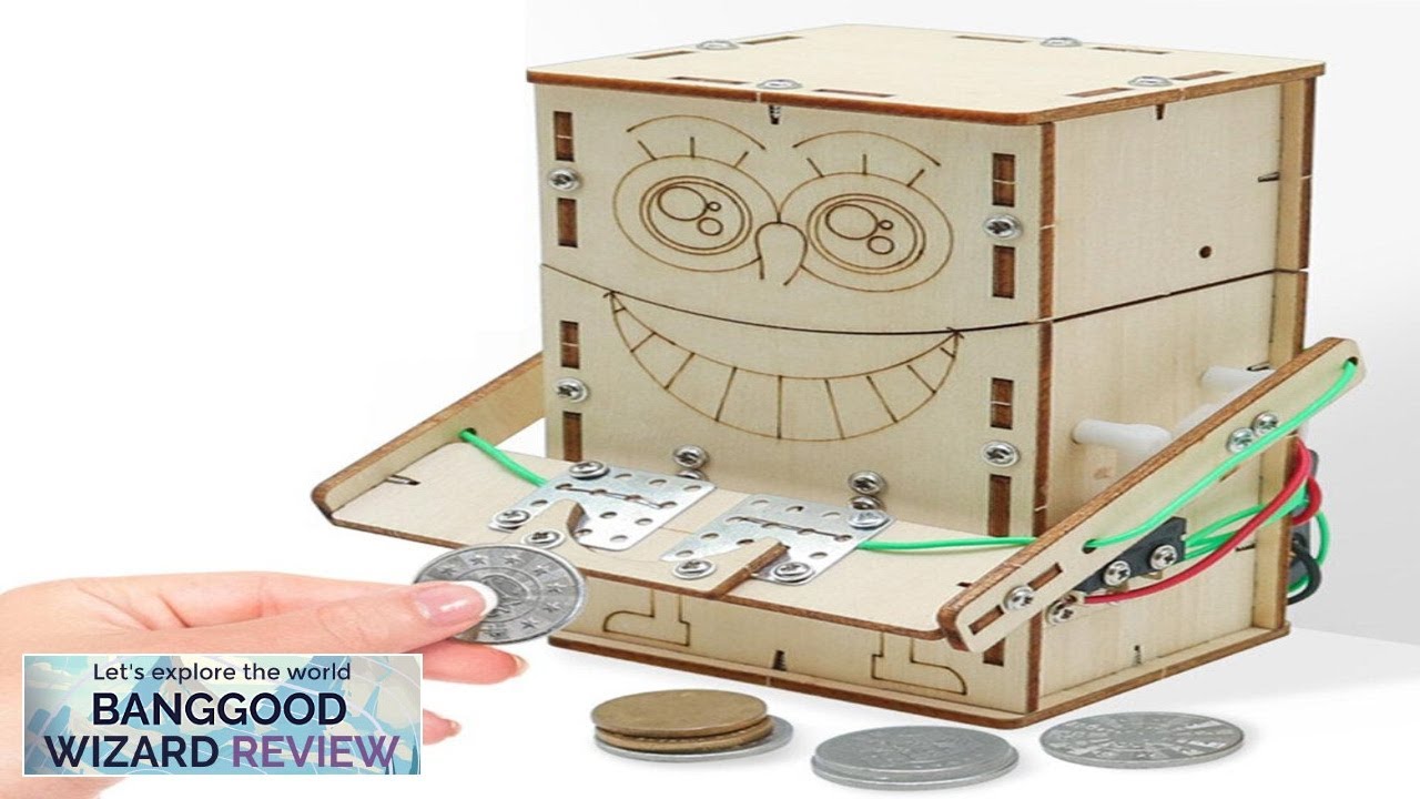 Wooden Electric Powered Coin-Eating Robot Manual DIY Puzzle Assembly ...