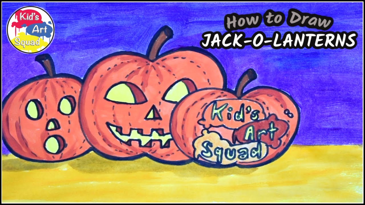 Let's Draw Jack-O-Lanterns! | Drawing For Kids | Educational Art Videos ...