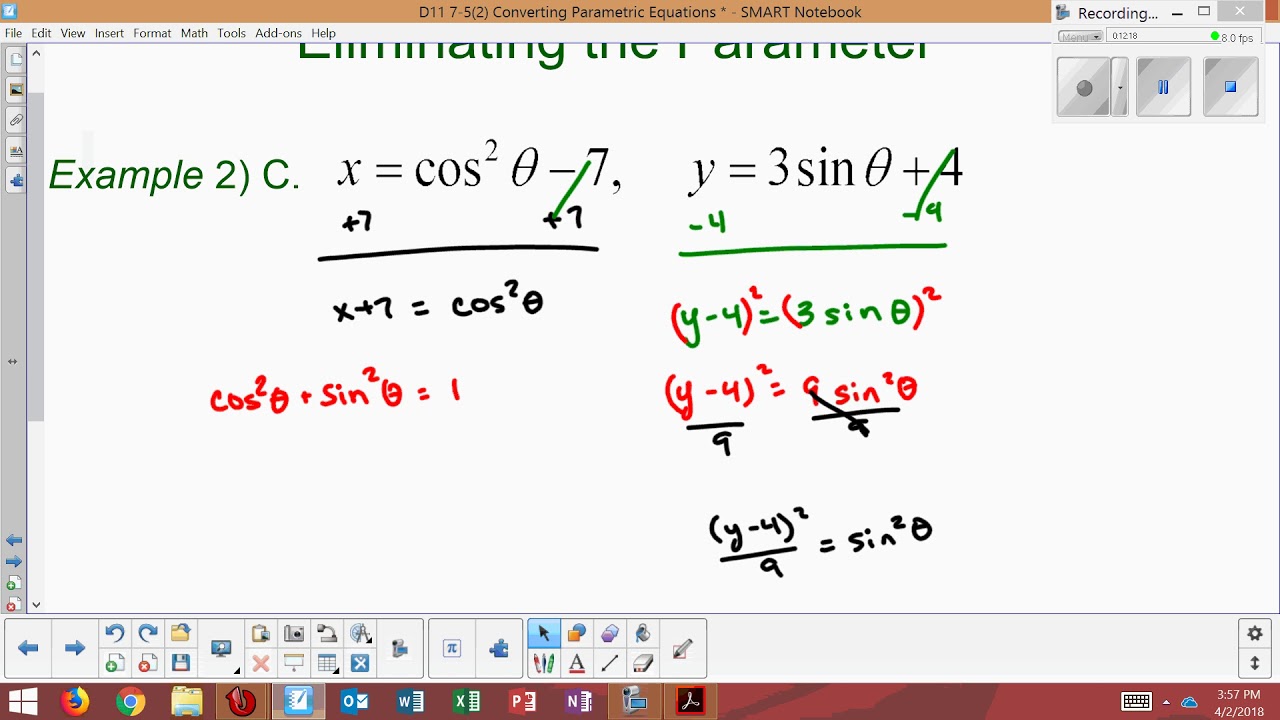 7-5(2) Example 2 Eliminating the Parameter with Trigonometry - YouTube