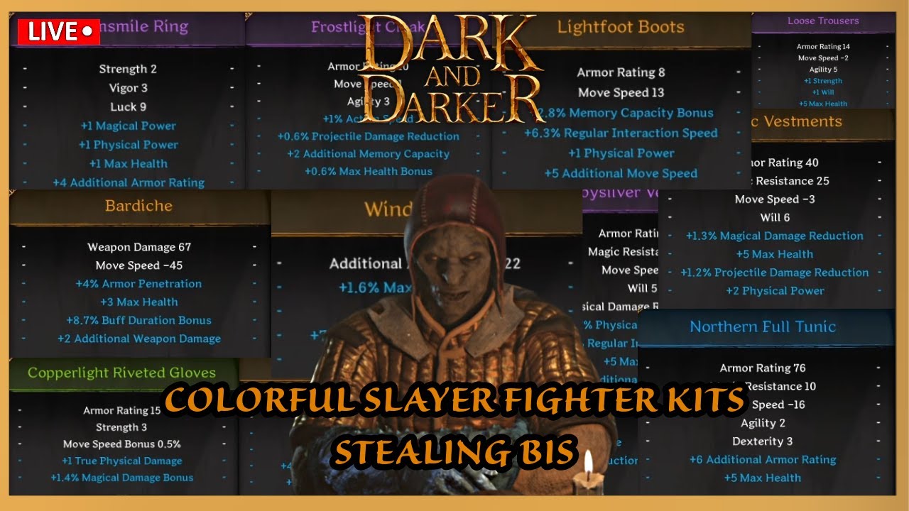 COLORFUL SLAYER FIGHTER KITS STEALING BIS! | Dark & Darker | - YouTube