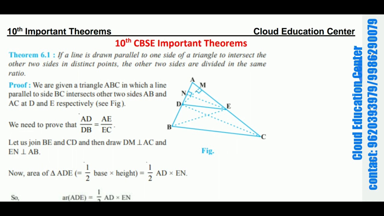 Important 10th maths theorems | easy scoring in maths | 10 maths ...