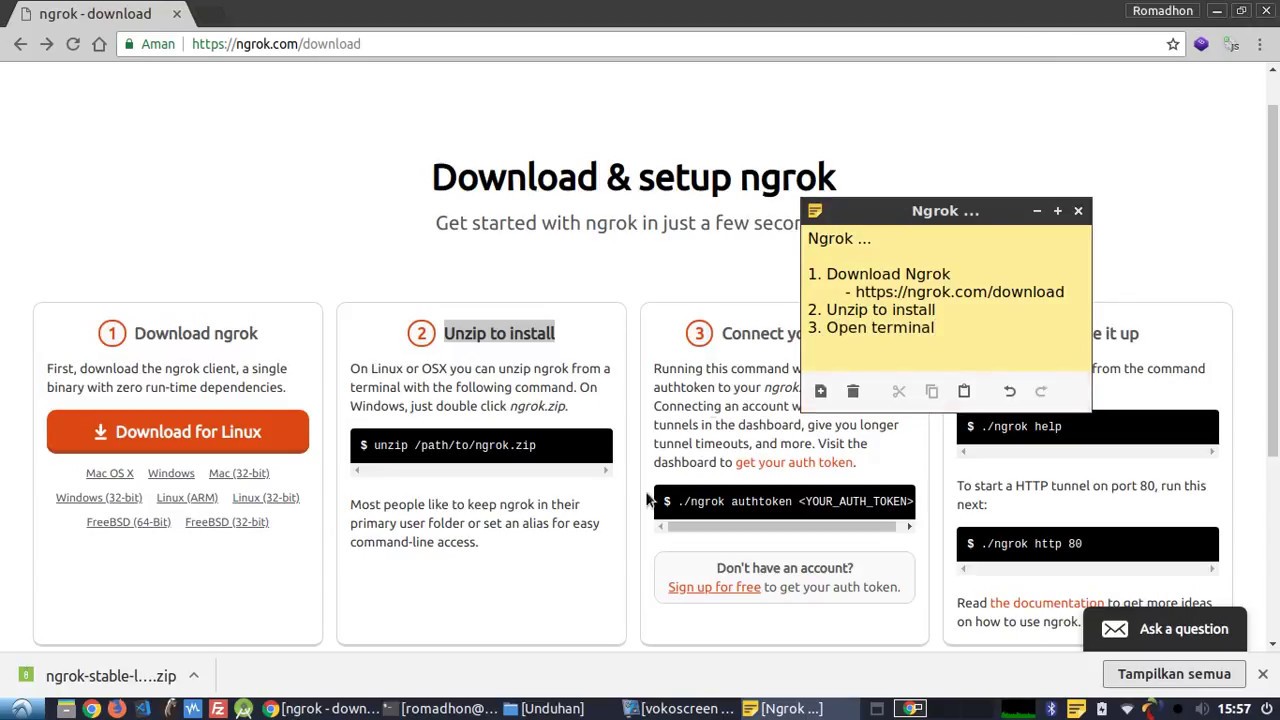 Tutorial - Cara memasang dan menjalankan Ngrok (Versi 2.2.8) di Linux ...