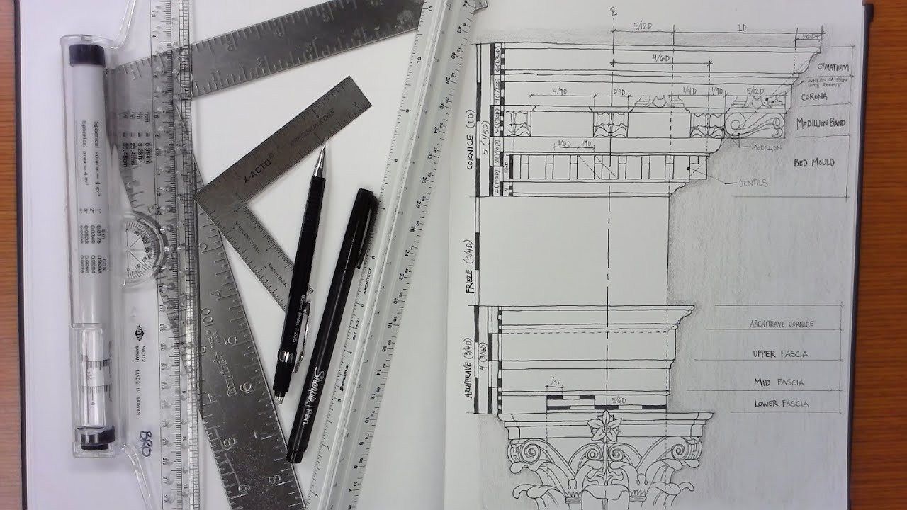 How to Draw the Corinthian Entablature - YouTube